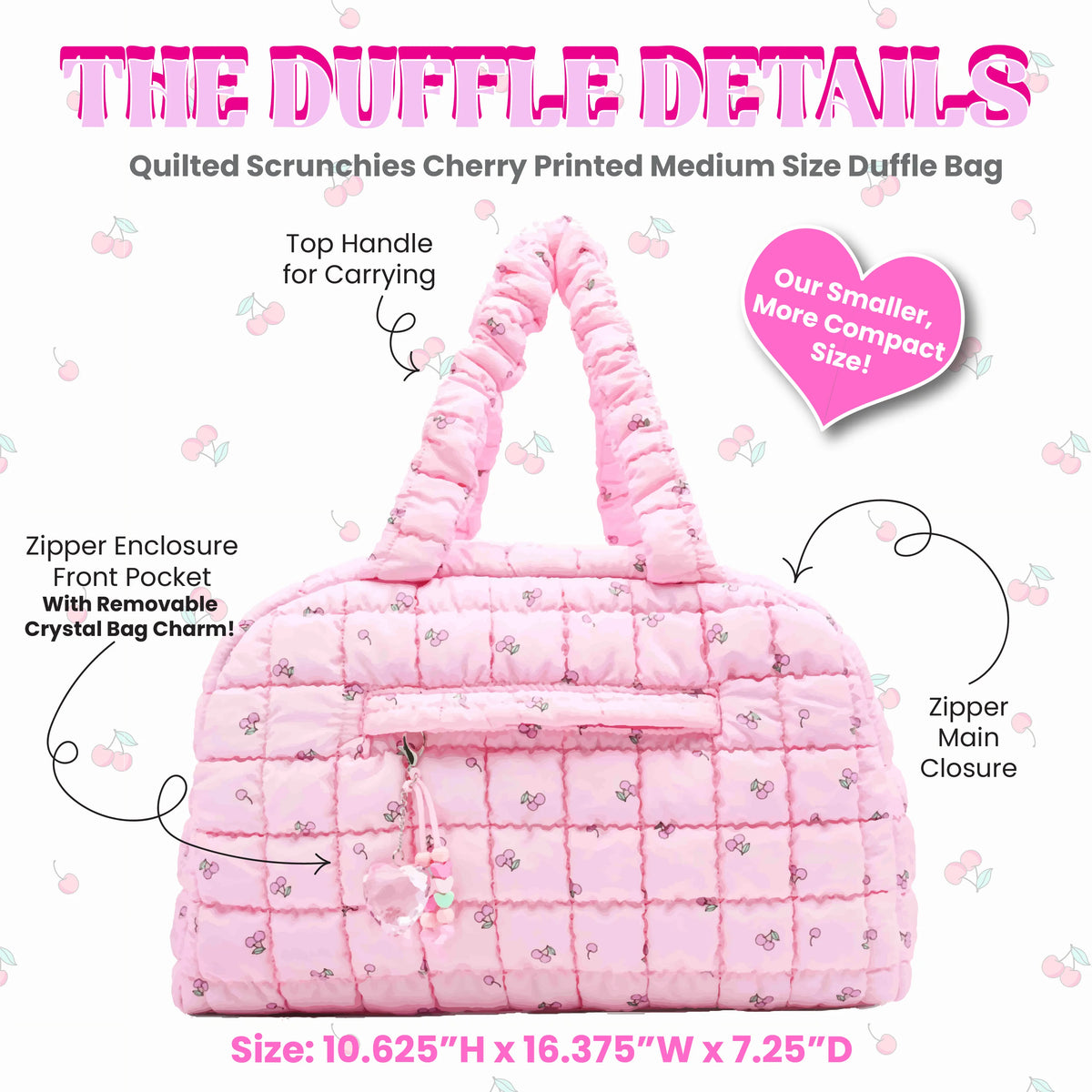 Quilted Scrunchies Cherry Printed Medium Duffle Bag – Bella + James